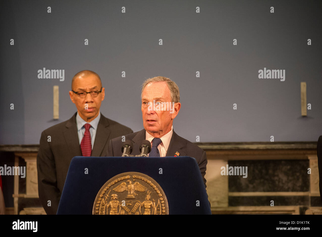 New York Mayor Mike Bloomberg speaks at a news conference Stock Photo ...