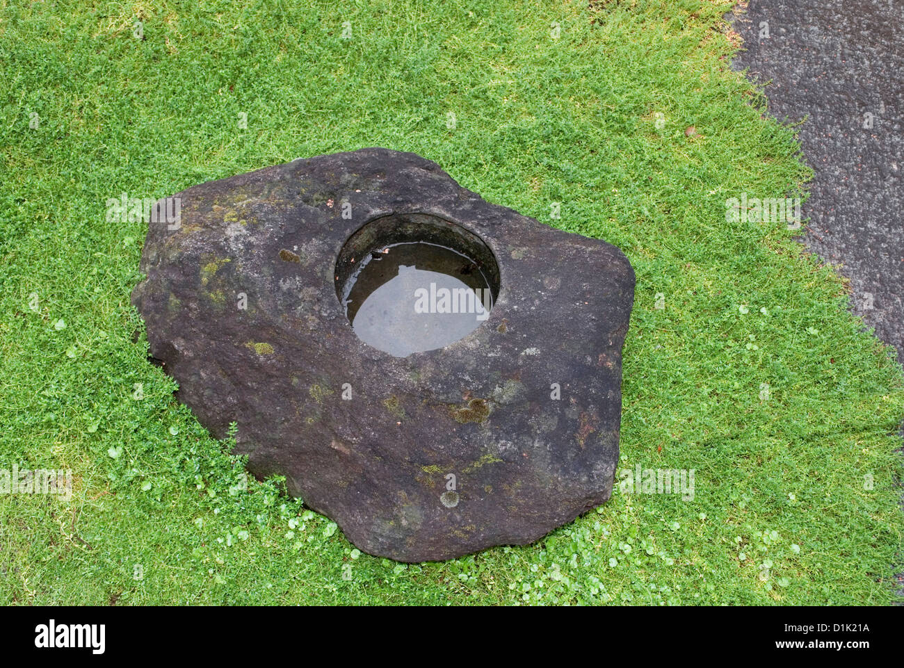 hollow stone with pool in japanese garden Stock Photo - Alamy