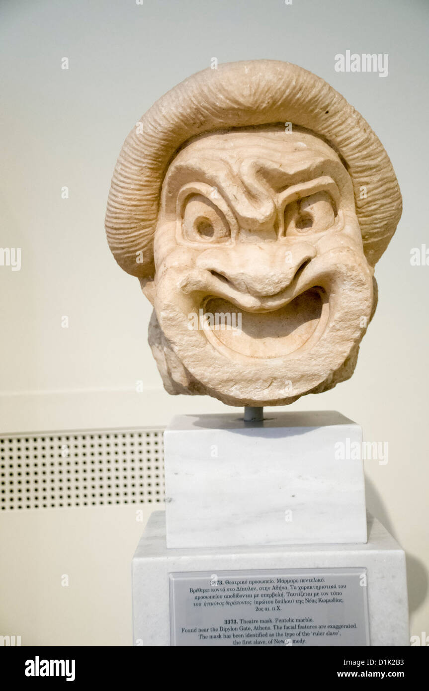 2nd Century BCE marble Theatre mask, (Ruler slave) National ...