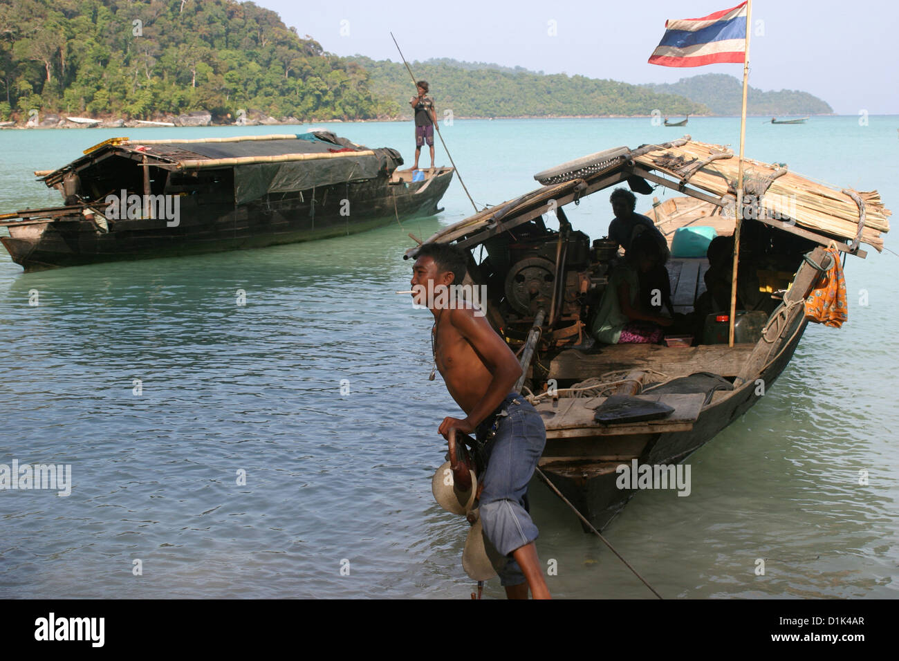 Moken families, sea gypsies of the Andaman sea in Koh Surin Stock Photo ...