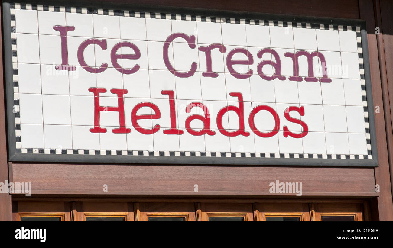 Ice Cream Helados Sign Stock Photo - Alamy