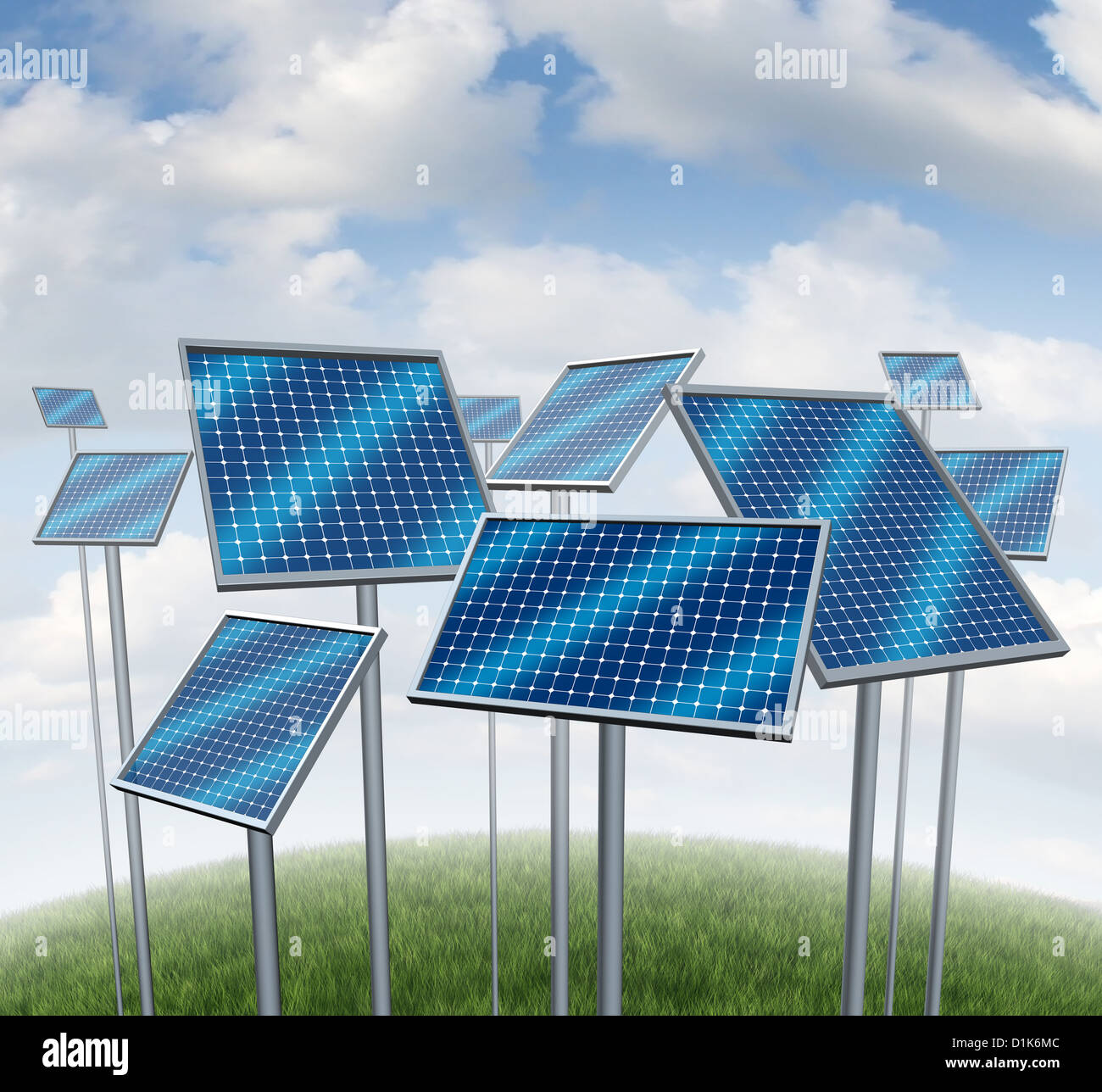 Renewable energy with solar panels symbol of a photovoltaic power ...