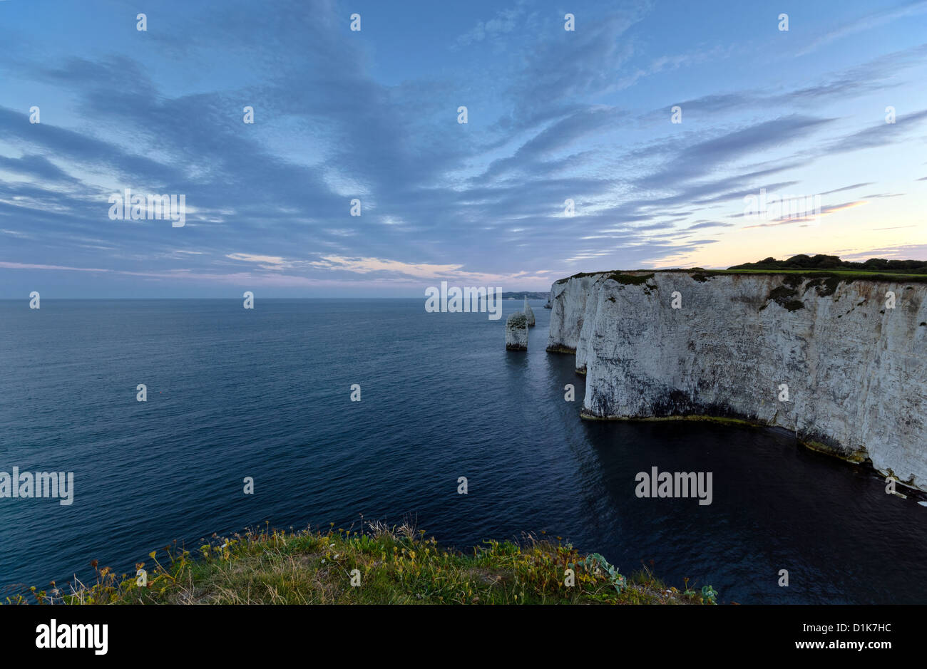 Sunset at Old Harry Rocks near Swanage on Dorset's Jurassic Coast Stock ...