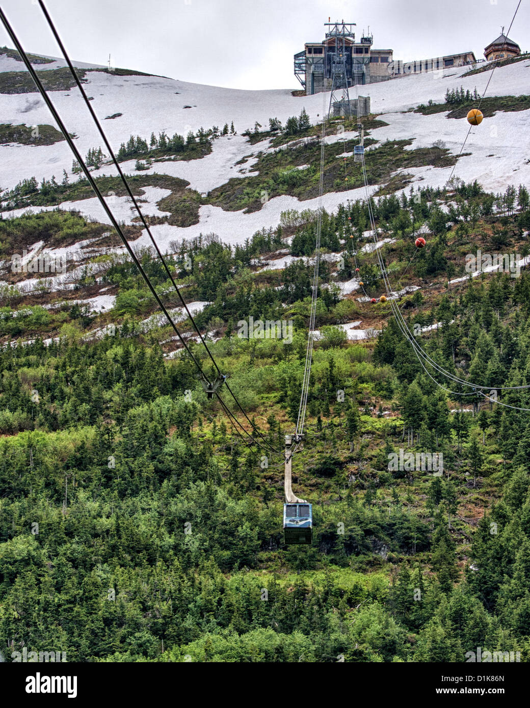 June 30, 2012 - Girdwood, Alaska, US - 60-passenger aerial trams of the ...