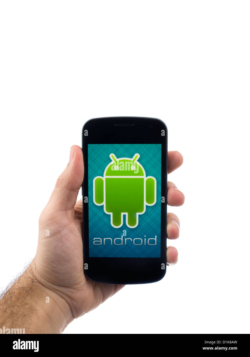 Hand holding Android smartphone Stock Photo - Alamy