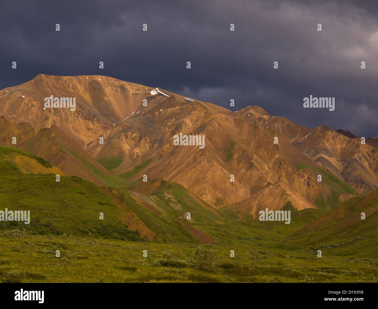 Tan mountain with dark clouds, Denali Stock Photo - Alamy