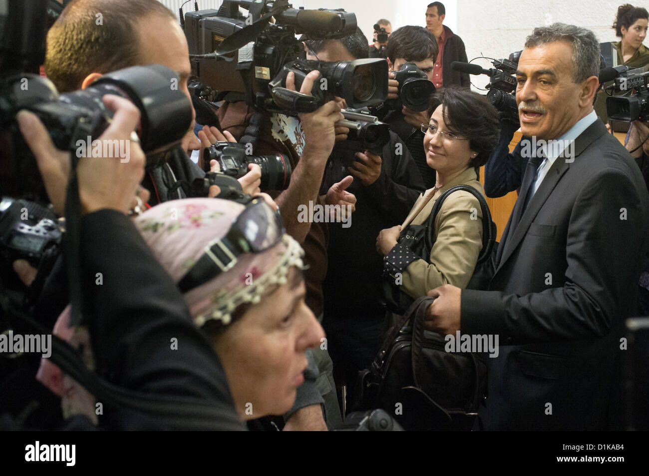 MK Ms. Hanin Zuabi (Balad party) is flocked by journalists as she ...
