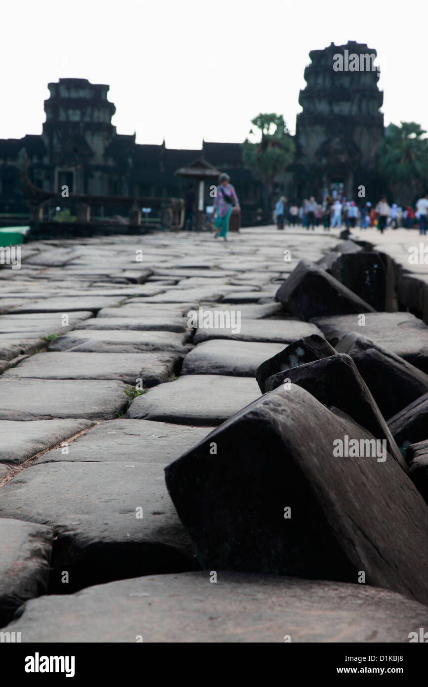 Uneven stones in front of Angkor Wat, Cambodia Stock Photo - Alamy