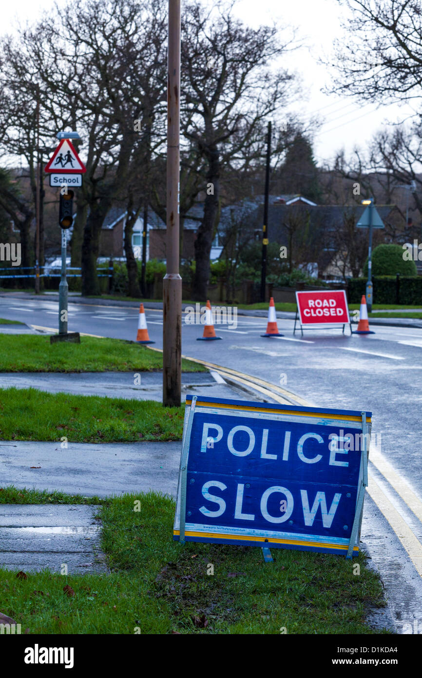 Police Road Closure Following Violent Crime Stock Photo - Alamy