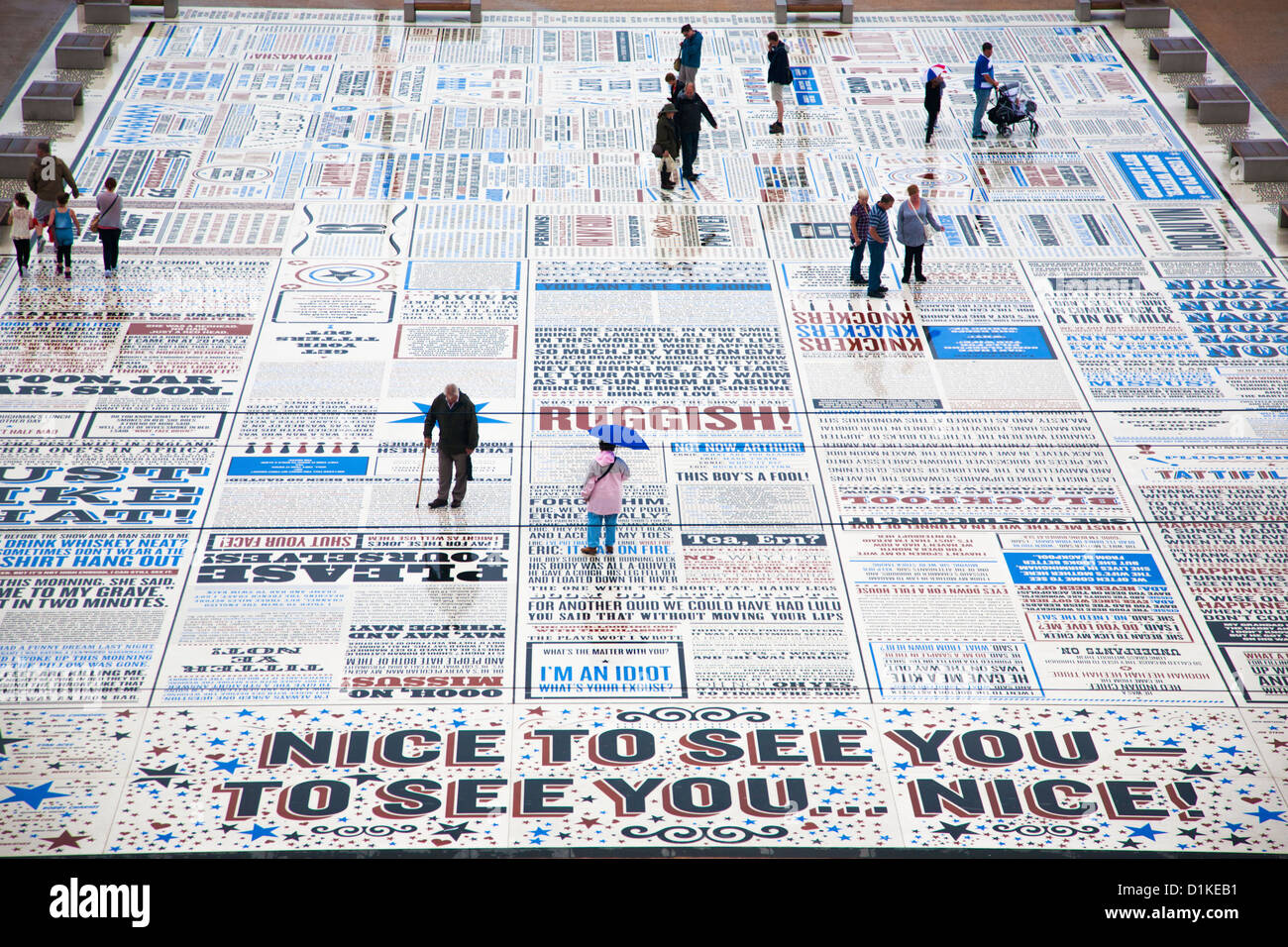 Aerial view of Comedy carpet on Blackpool seafront Stock Photo - Alamy