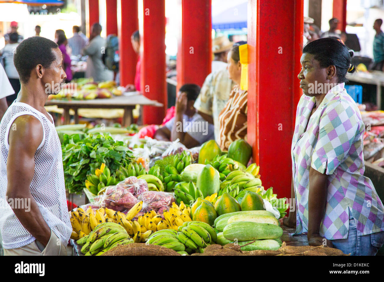 Tropical fruit at Victoria market, Victoria,Mahe Island, Seychelles ...