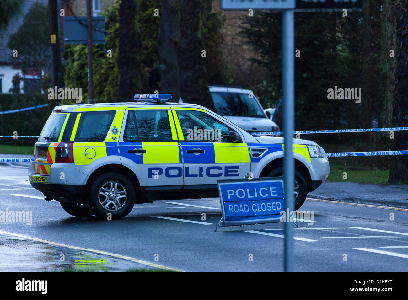 Police Car and Road Closed Sign in Place Following Stabbing Incident ...