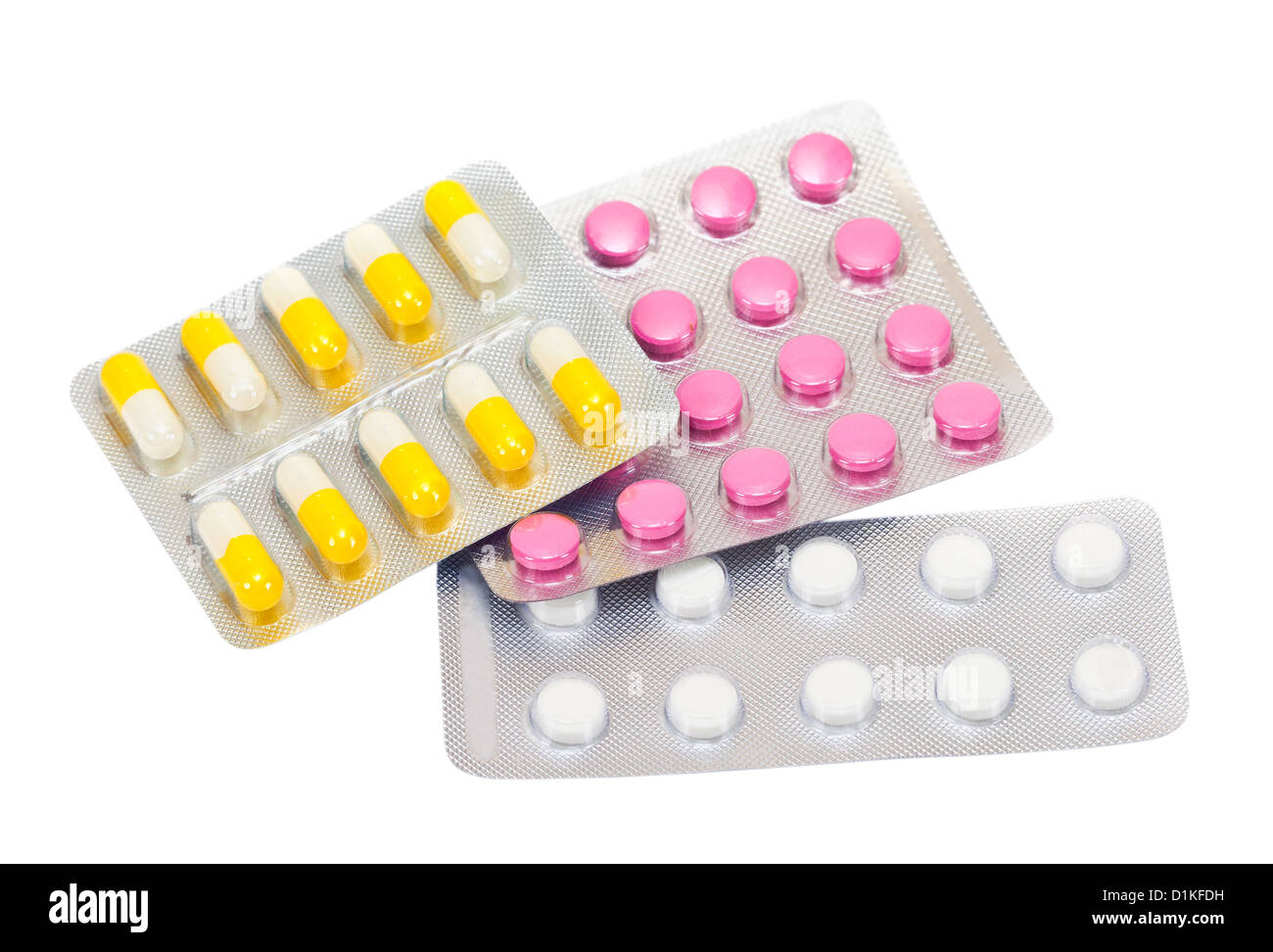 Packs of pills isolated on white background Stock Photo - Alamy