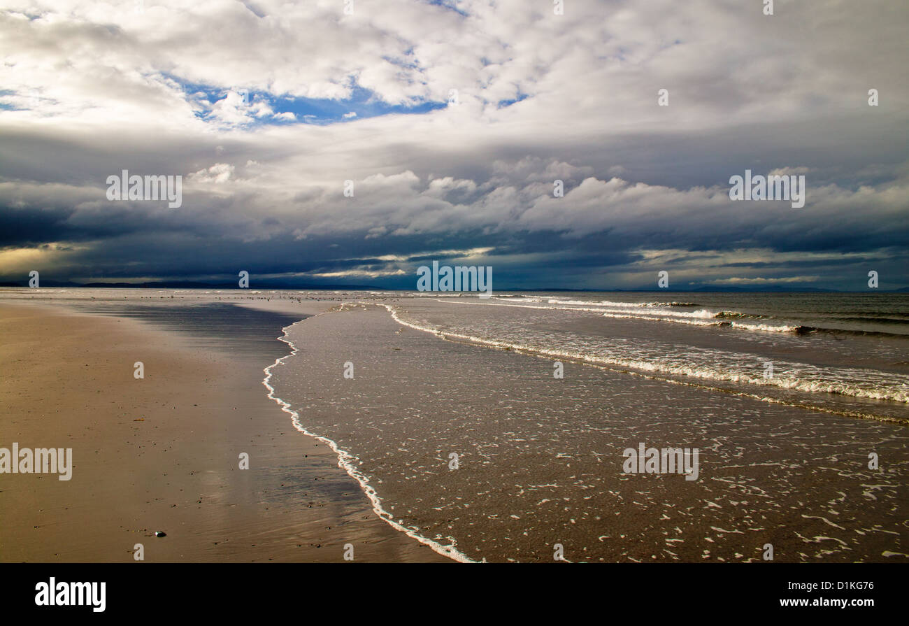 RAIN CLOUDS OVER CULBIN BEACH MORAY COAST NORTH EAST SCOTLAND Stock ...