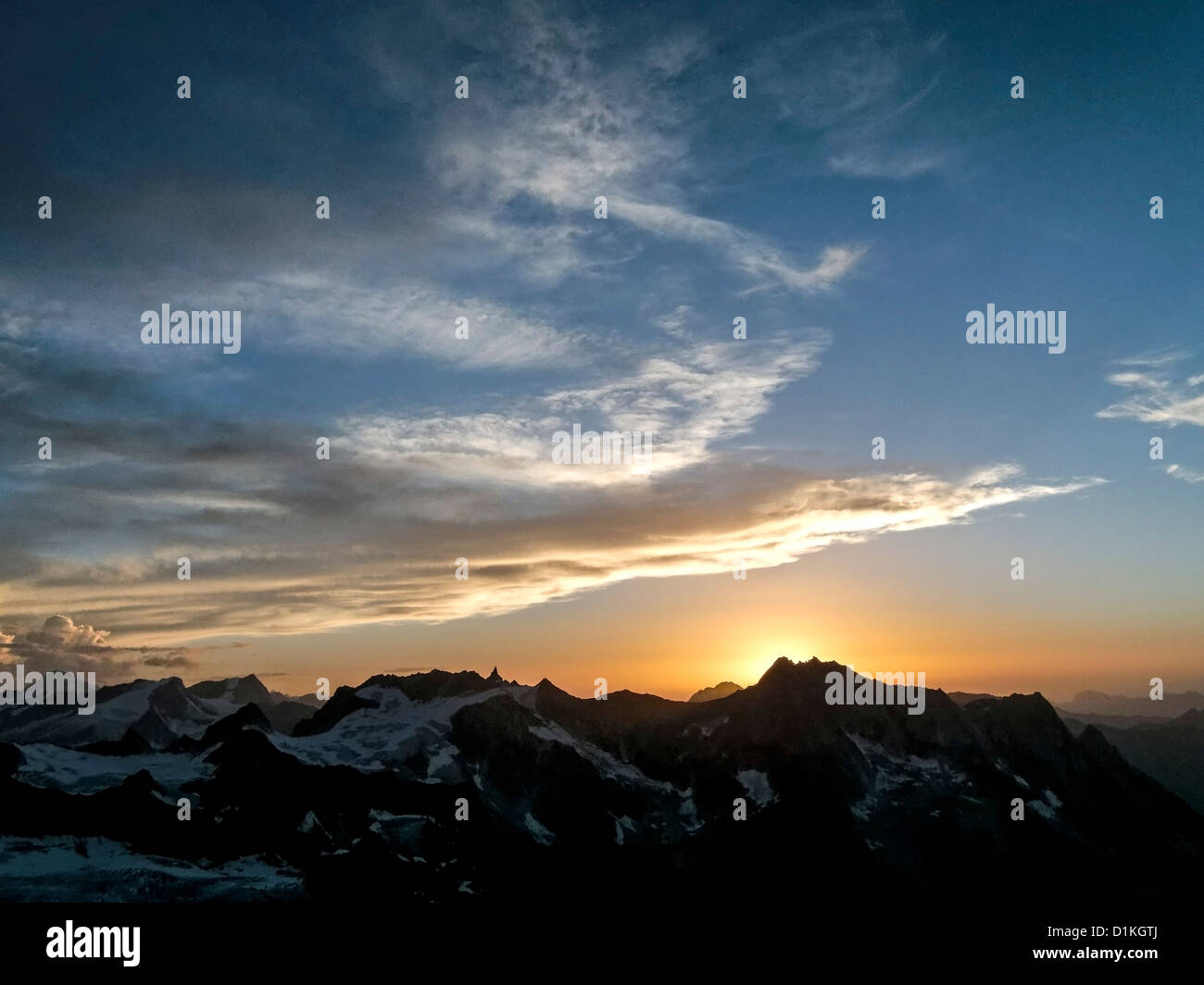 Sunset from the Cabane Dent Blanche in Switzerland Stock Photo - Alamy