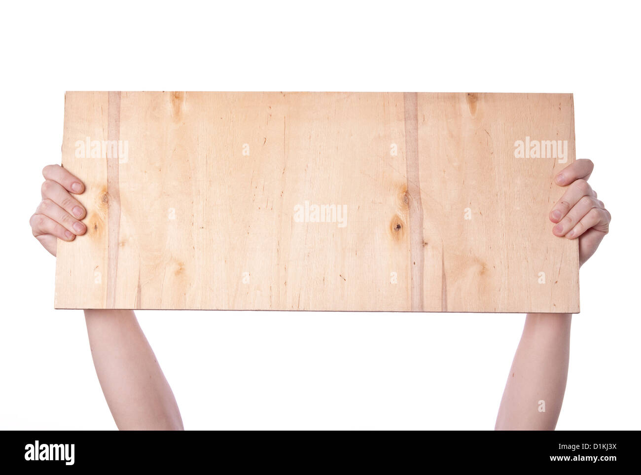 Hands holding wood empty Cut Out Stock Images & Pictures - Alamy