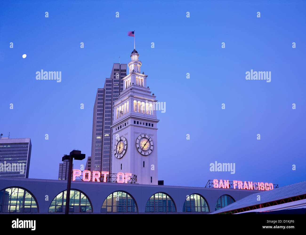 Port of San Francisco Ferry Terminal Tower Stock Photo - Alamy