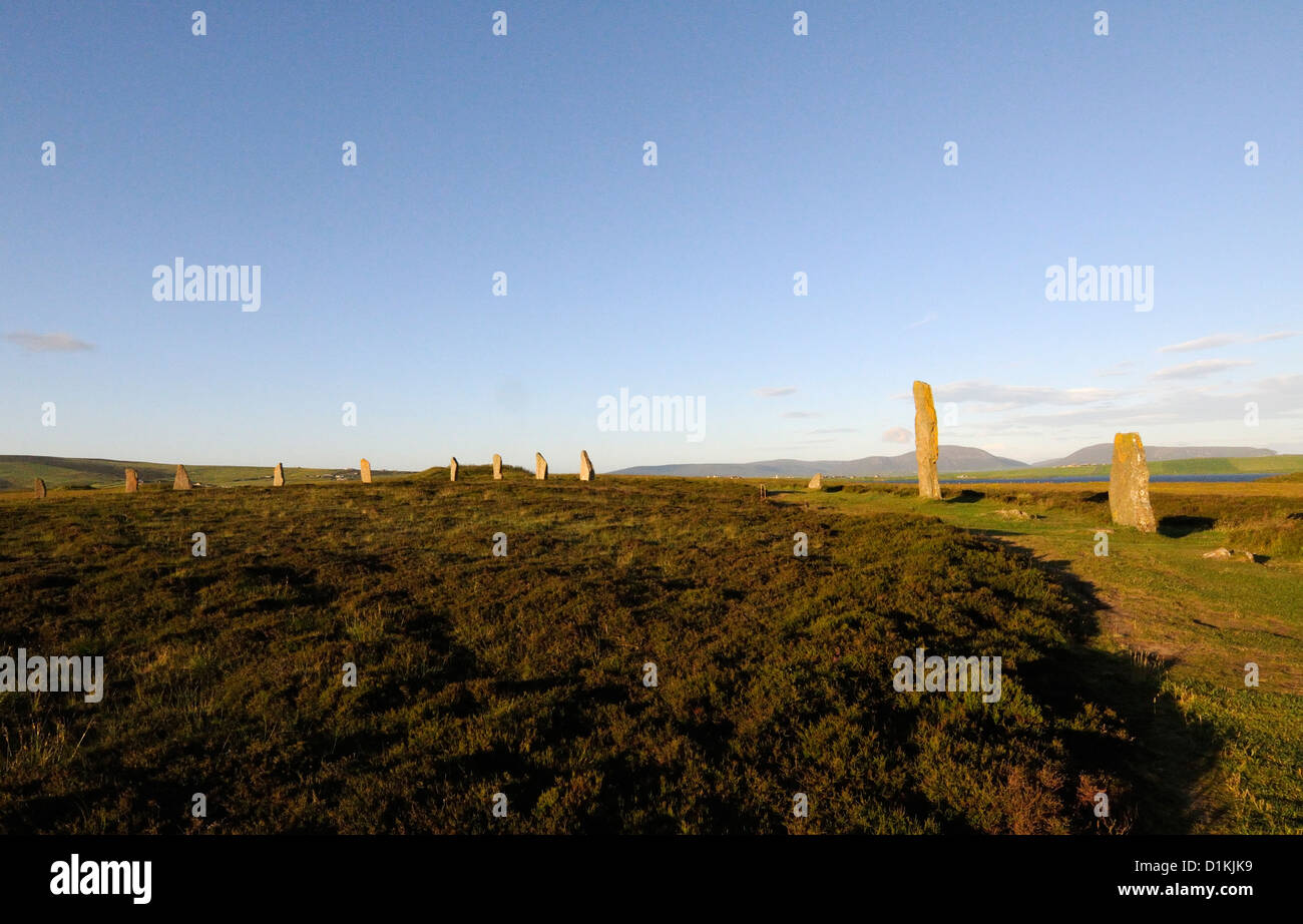 Standing stones at the Ring of Brodgar. Mainland, Orkney, Scotland UK ...