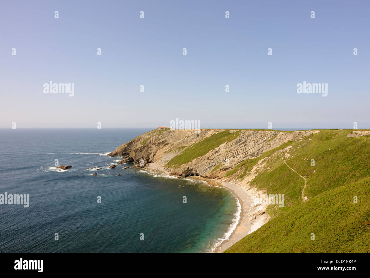 The coast path runs across cliffs and beaches on the Asturian, Costa ...