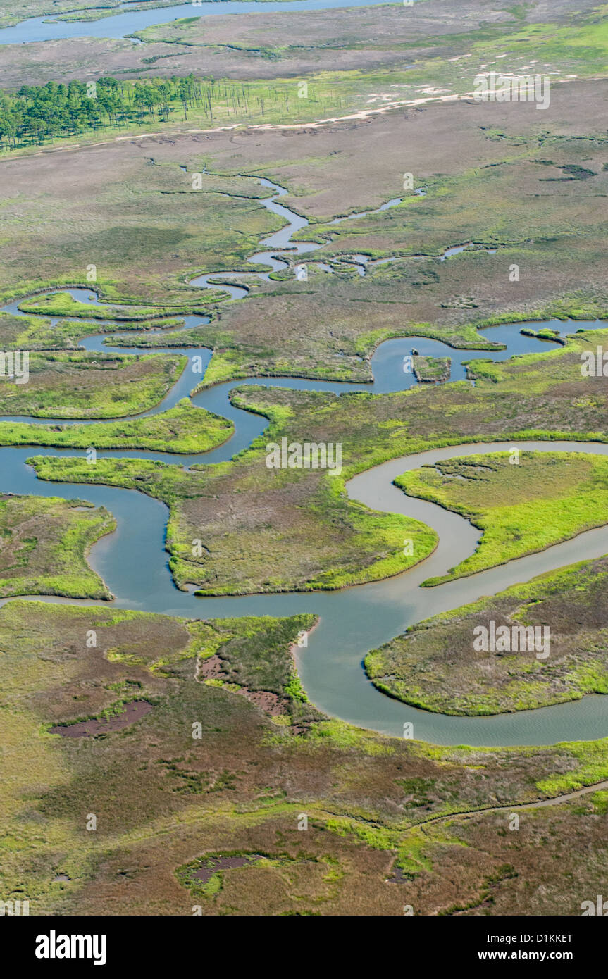 Aerial view of wetlands, Dauphin Island, Alabama, US Stock Photo - Alamy