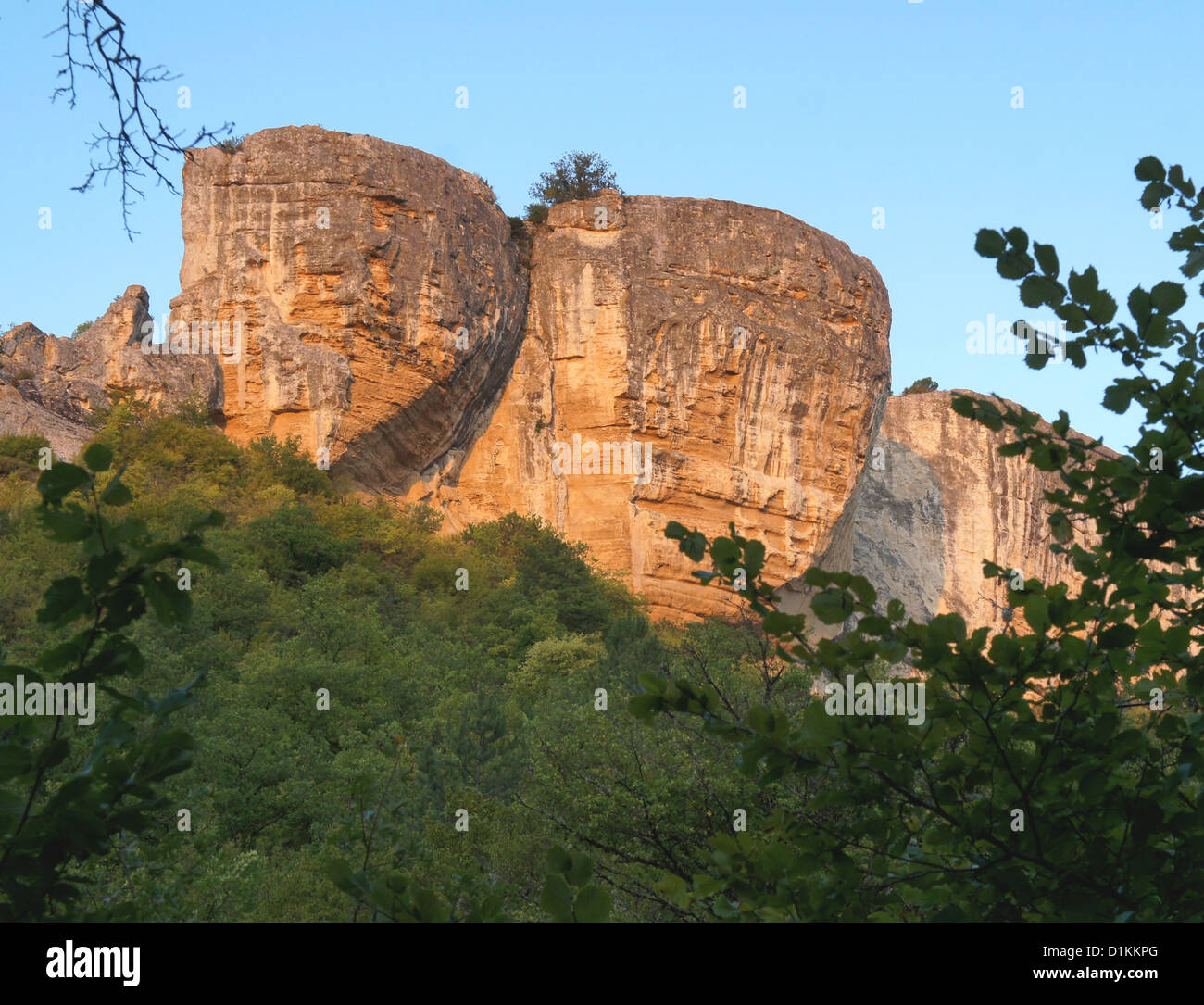 mountain landscape with white rock and green trees Stock Photo - Alamy