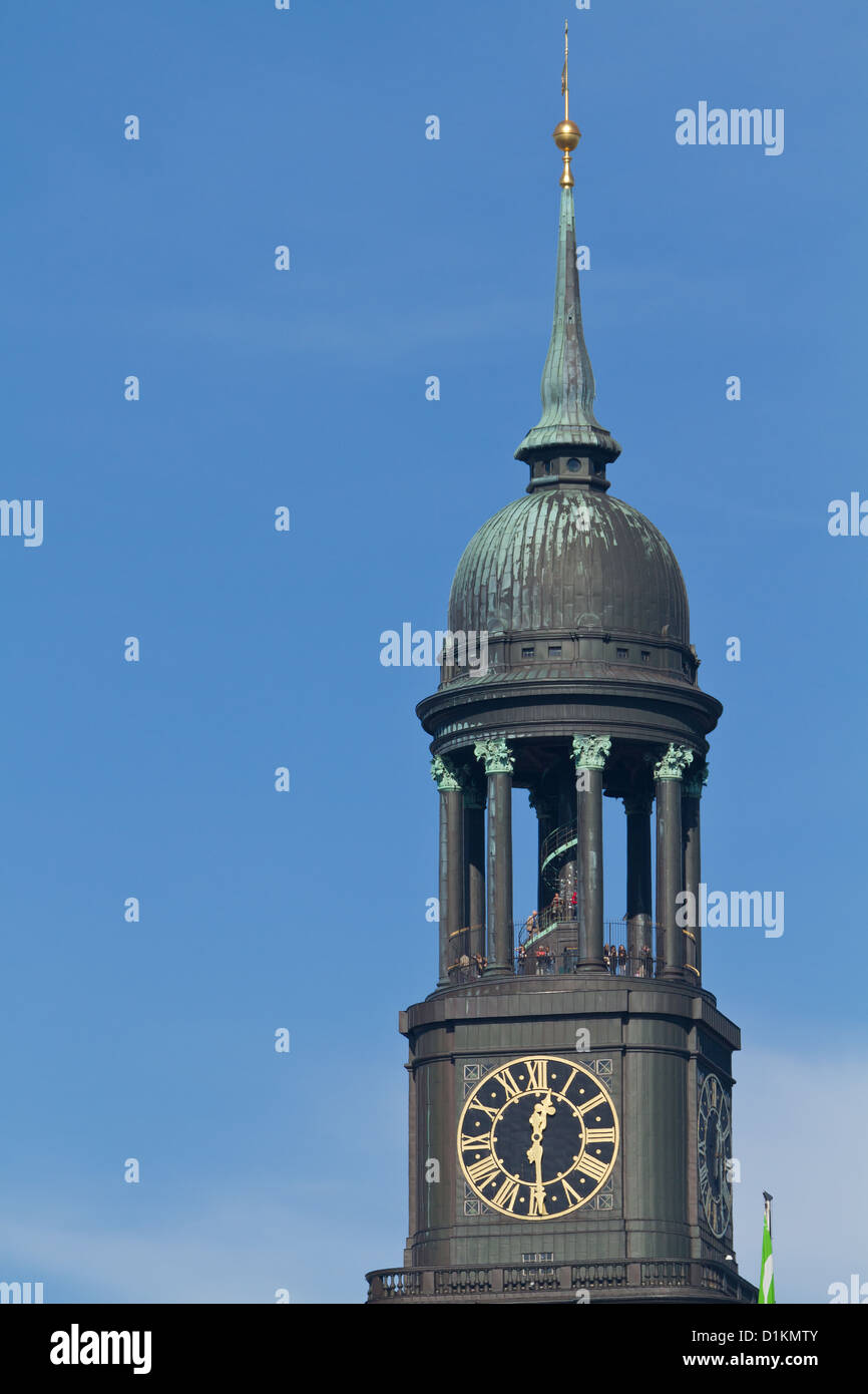 The Clock Tower of the Cathedral Michel in Hamburg, Germany Stock Photo ...
