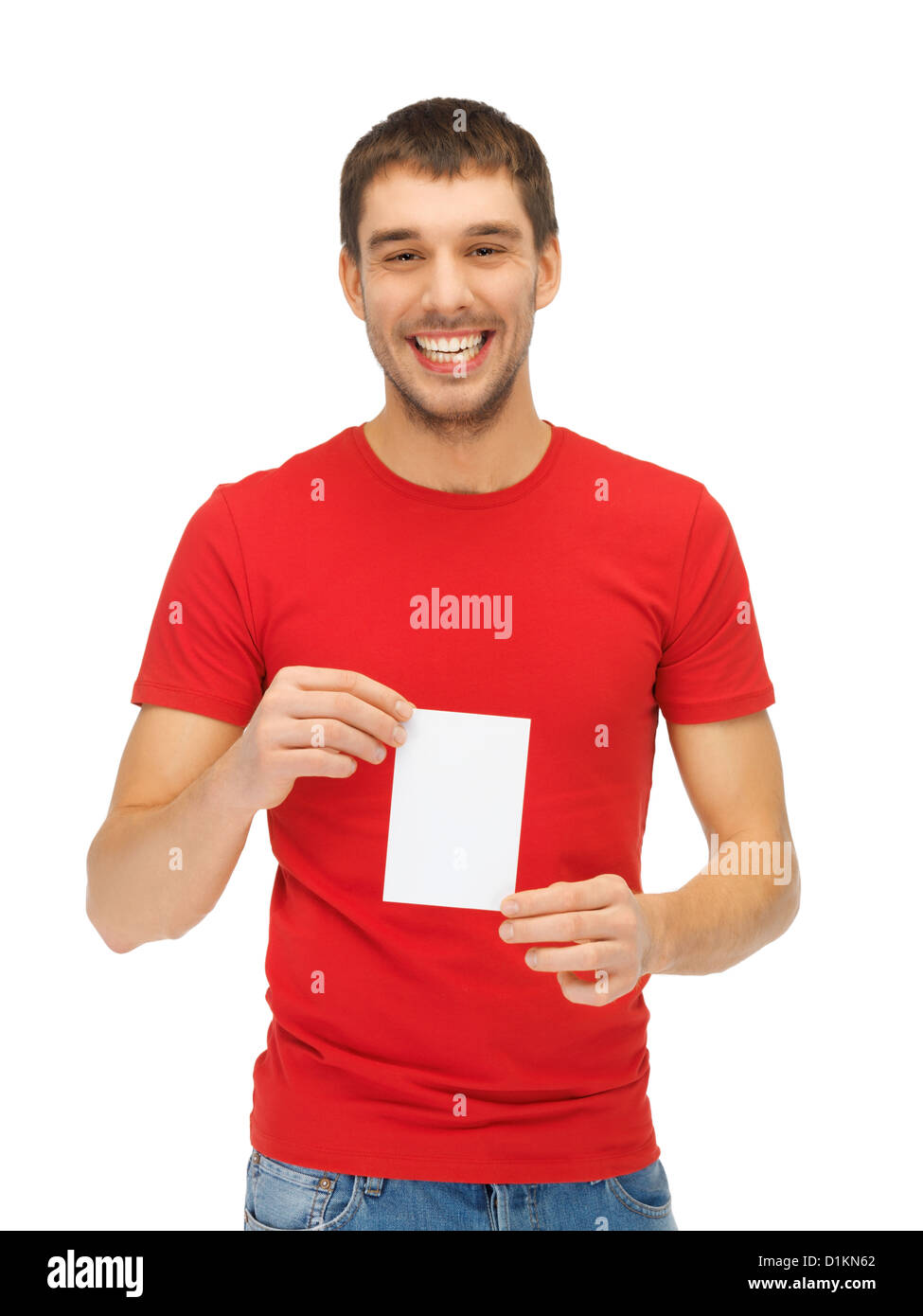handsome man with note card Stock Photo - Alamy