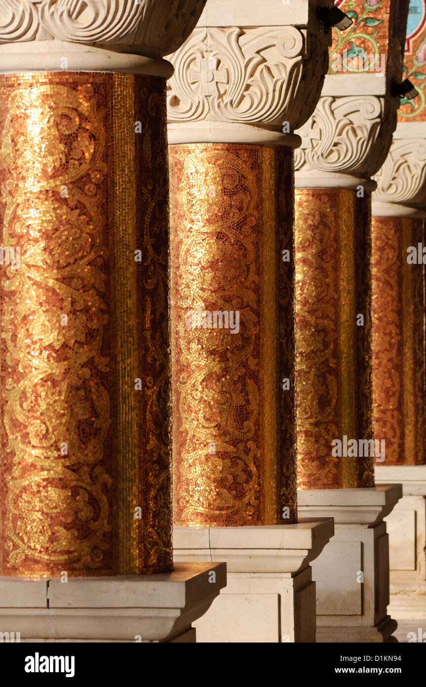 Columns in an ancient orthodox monastery-mosaic pattern Stock Photo - Alamy