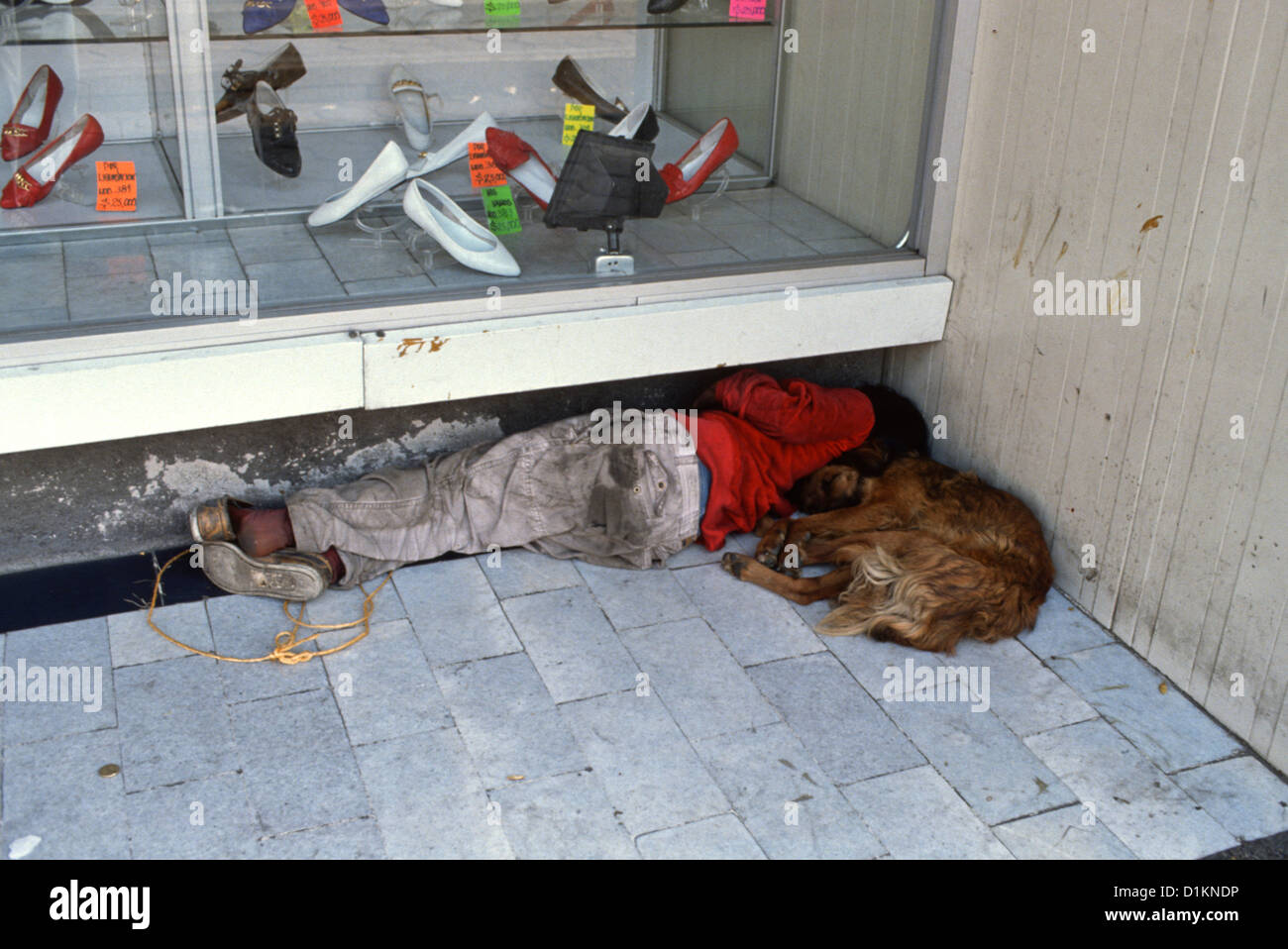 Homeless street child sleeping rough in Mexico City, Mexico Stock Photo ...