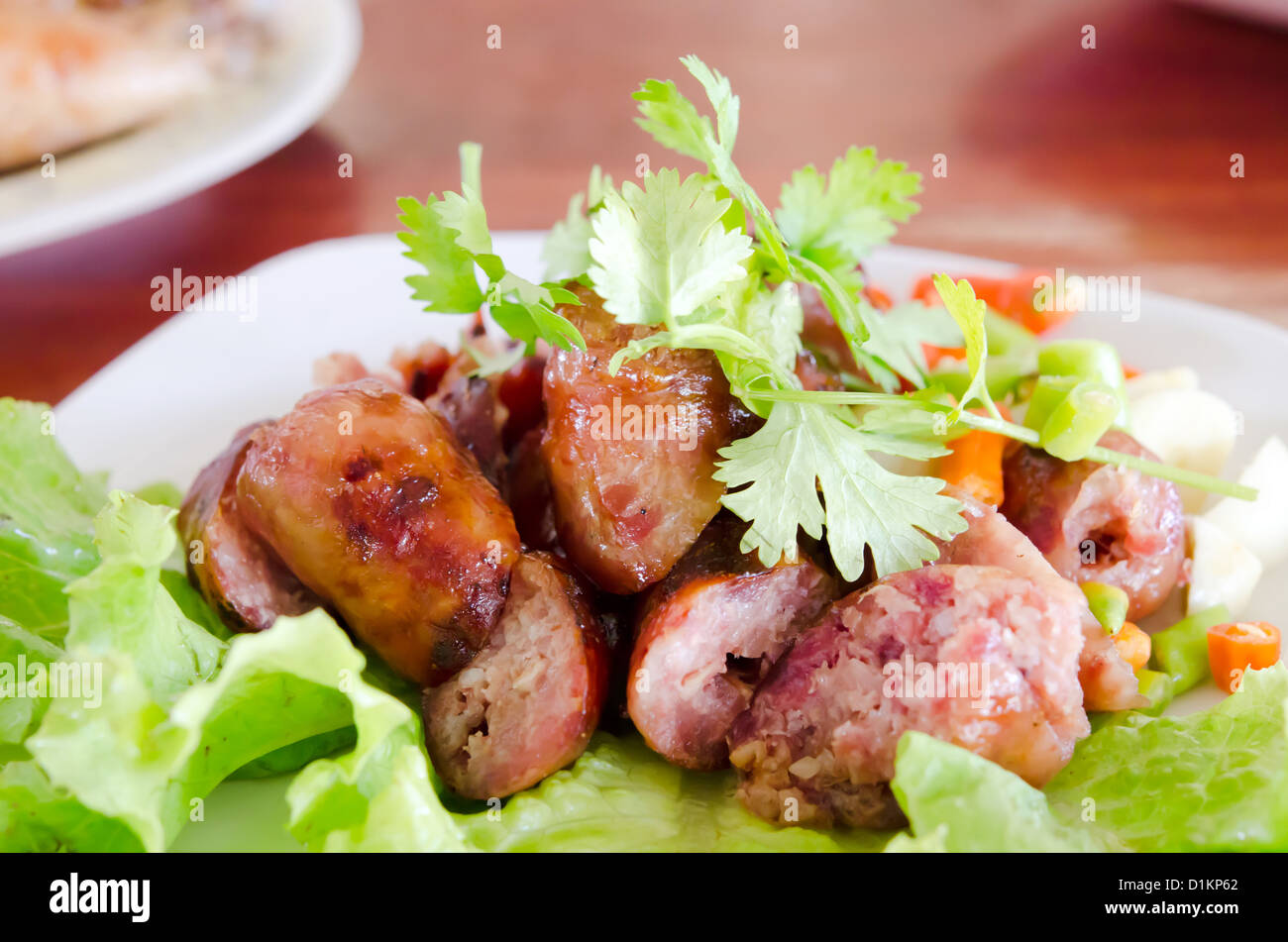 Thai Style Sausage , Thais call " Sai krok isan Stock Photo - Alamy