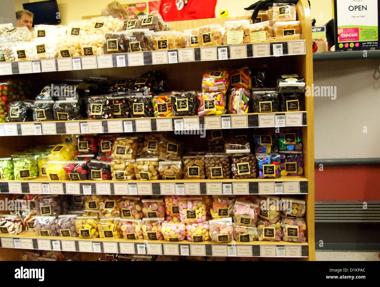 Sweets and confectionery on display in store to temp buyers Stock Photo ...