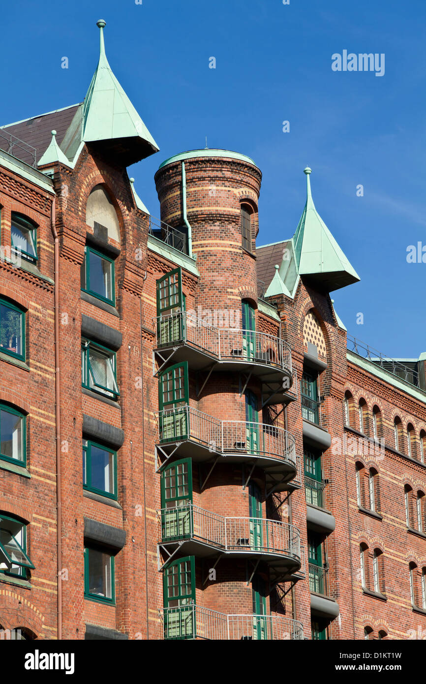 Typical Brick Building in the old Warehouse District in Hamburg ...