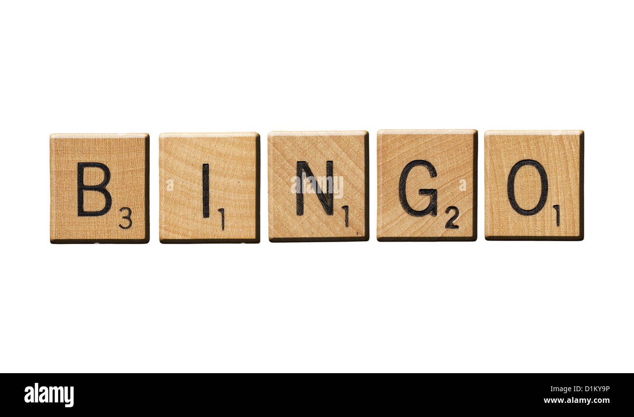 Scrabble blocks arranged to show meaningful combinations BINGO Stock ...