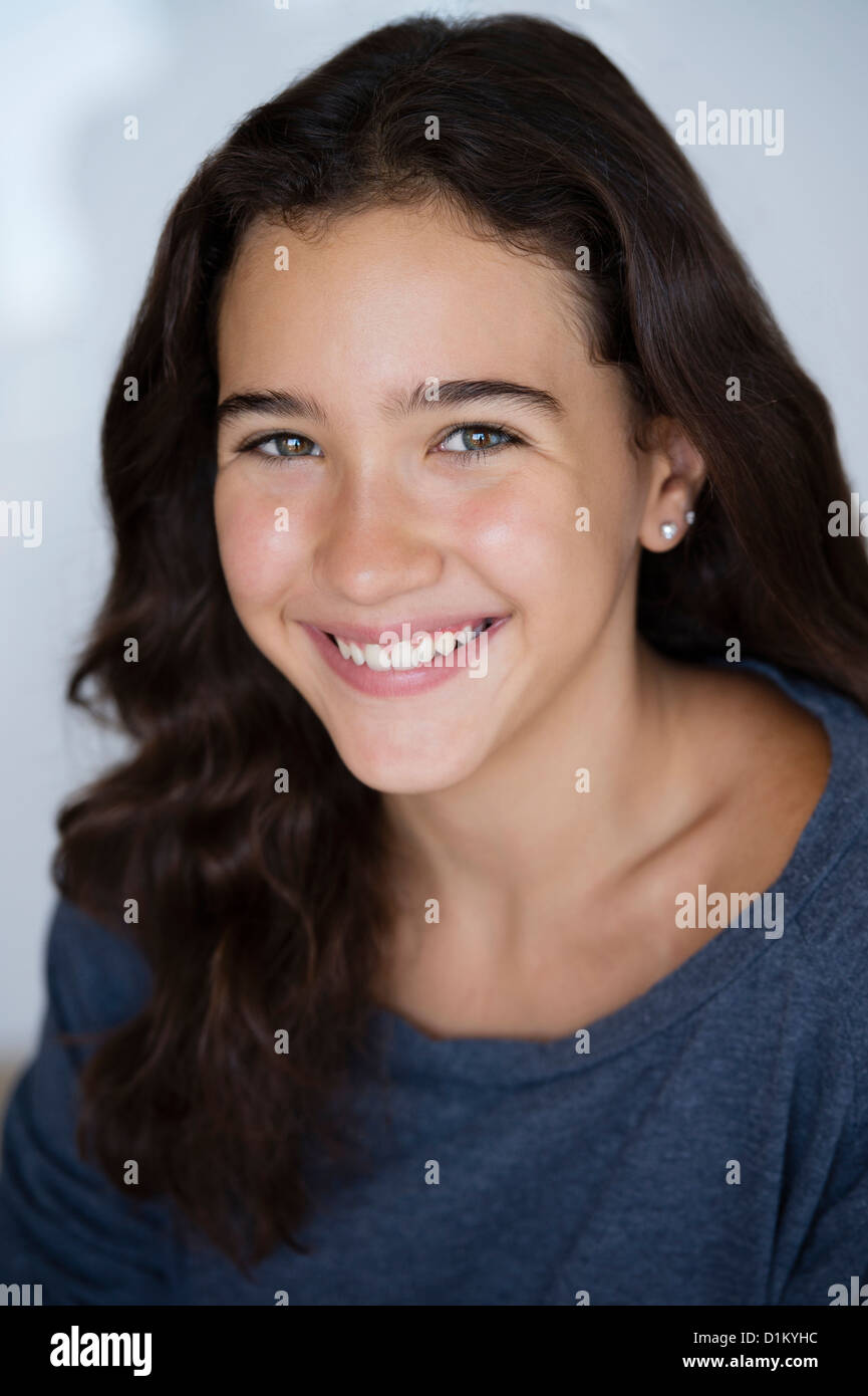 Smiling Hispanic girl Stock Photo - Alamy