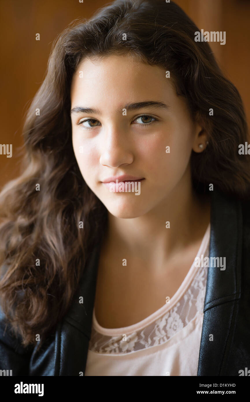 Serious Hispanic girl Stock Photo - Alamy