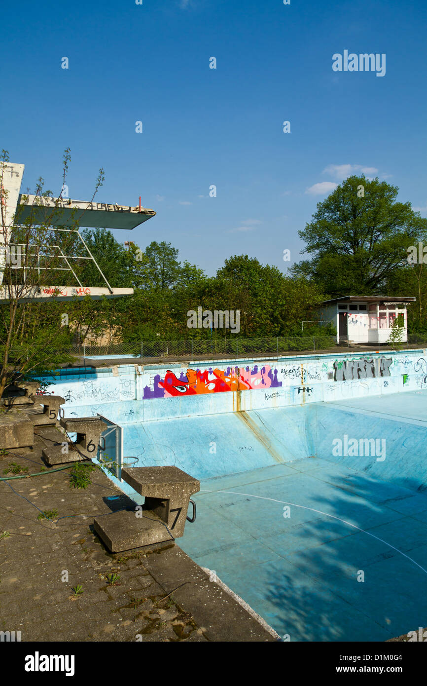 Pool of a old and deserted Swimming Bath in Berlin, Germany Stock Photo ...
