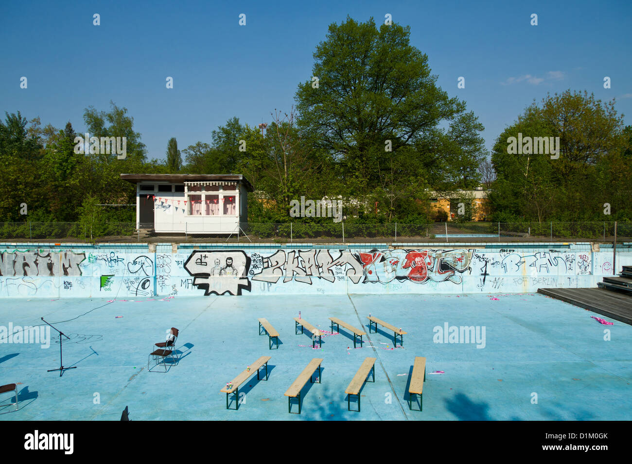 Pool of a old and deserted Swimming Bath in Berlin, Germany Stock Photo ...