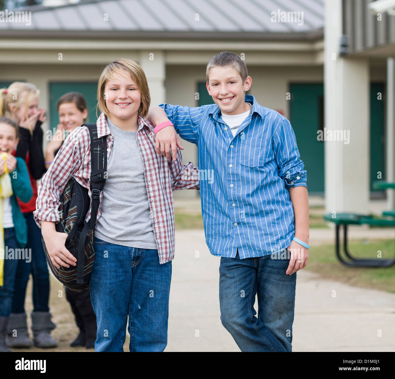 Smiling Caucasian school boys Stock Photo - Alamy