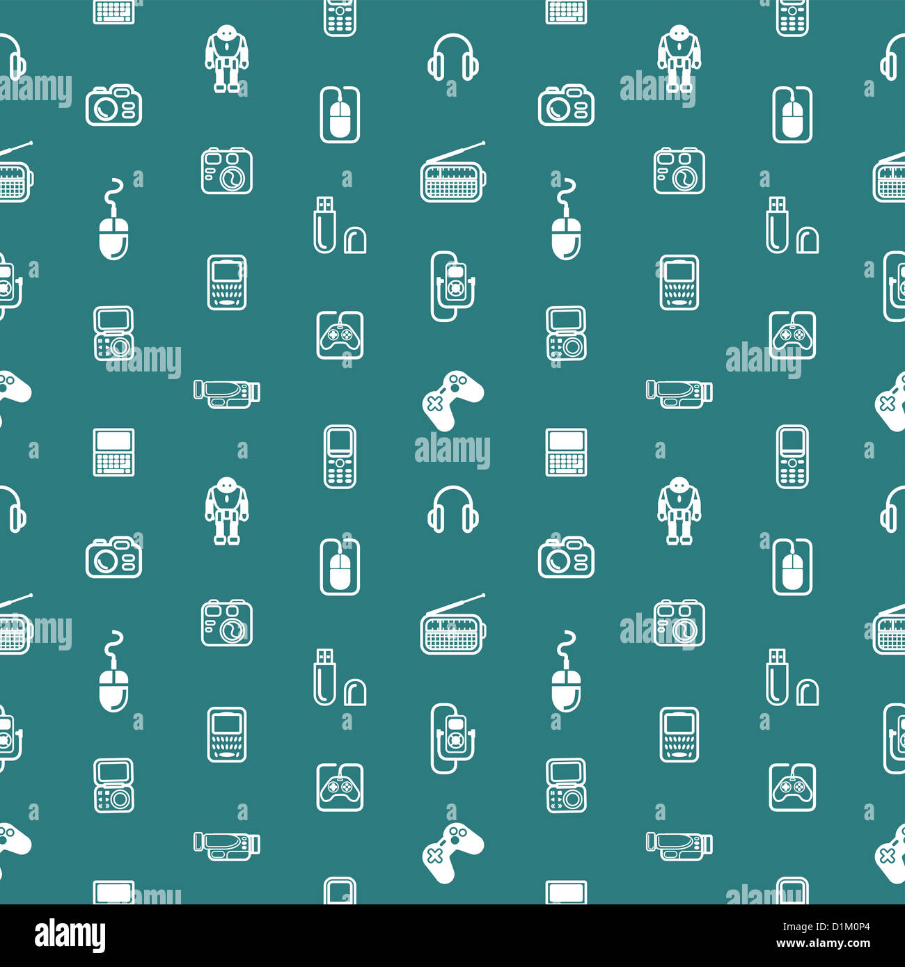 A repeating seamless gadgets and technology background tile texture ...