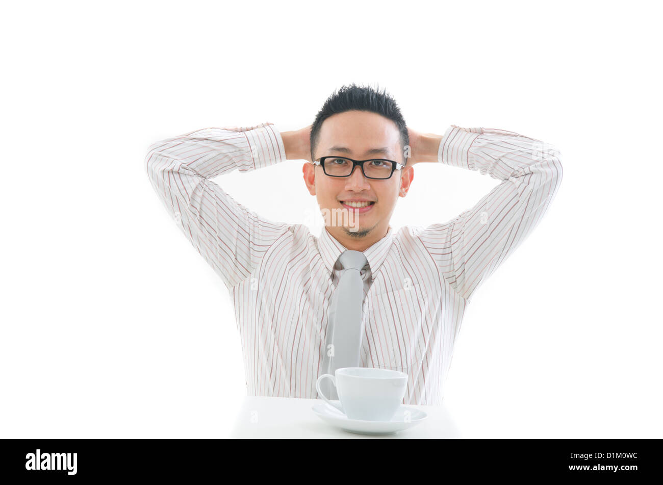Asian man having tea break hi-res stock photography and images - Alamy