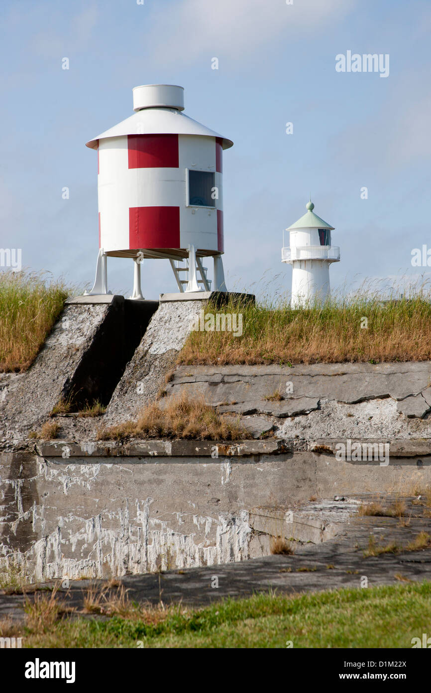 The turret and lighthouse at the Three Crowns Sea Fortress Stock Photo ...