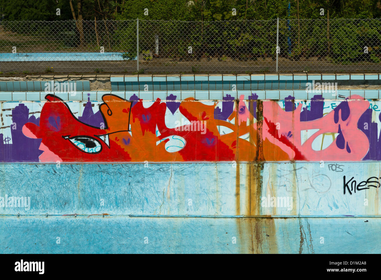 Graffiti in a Pool of a deserted Swimming Bath in Berlin, Germany Stock ...
