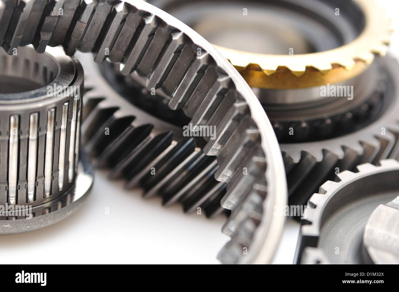 Gearbox parts isolated on white background Stock Photo - Alamy