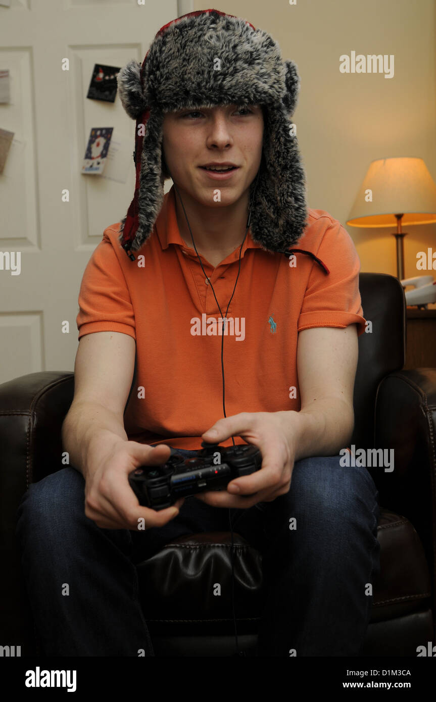 Teenage Boy Playing A Computer Game Stock Photo - Alamy