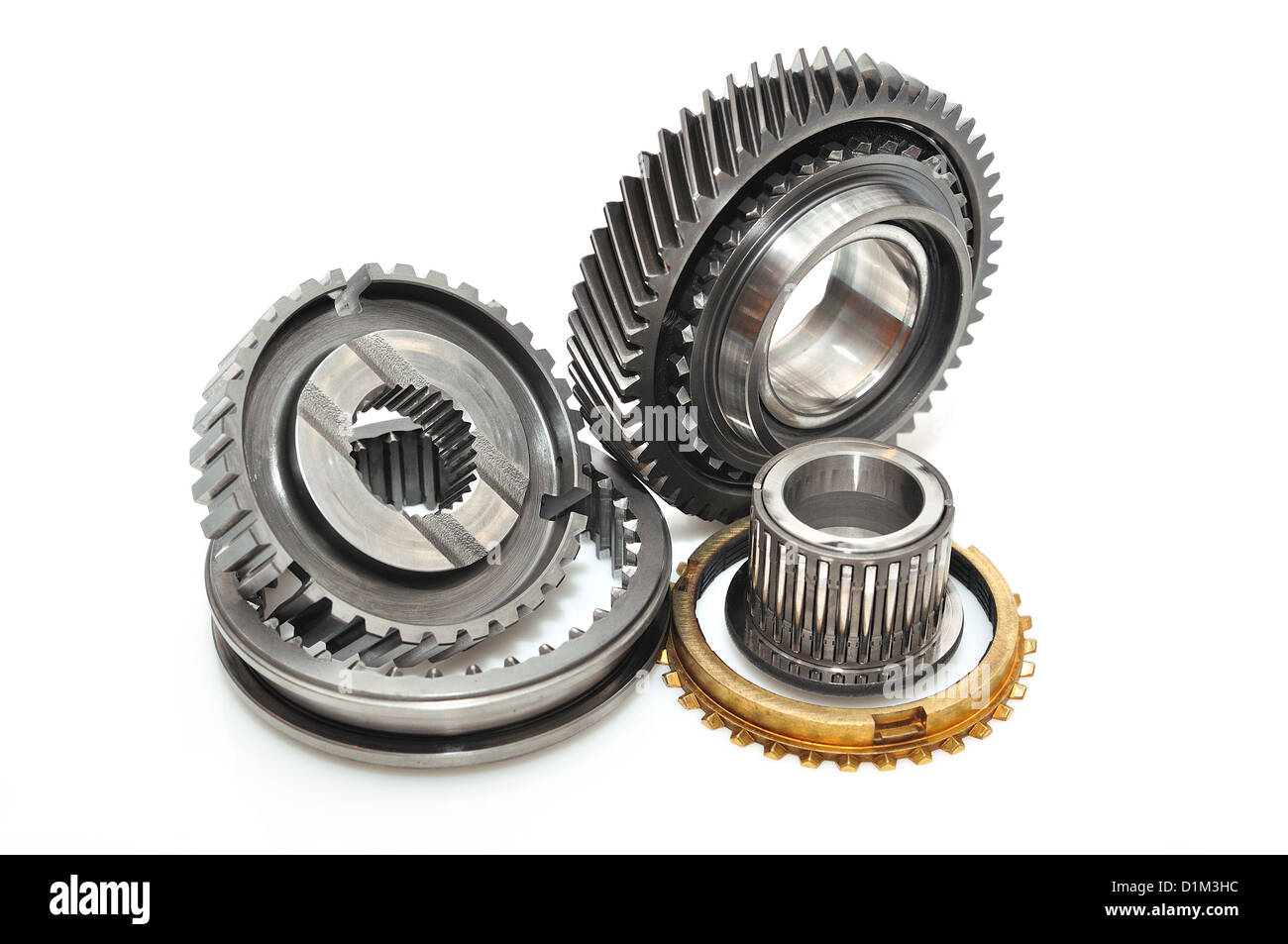 Gearbox parts isolated on white background Stock Photo - Alamy