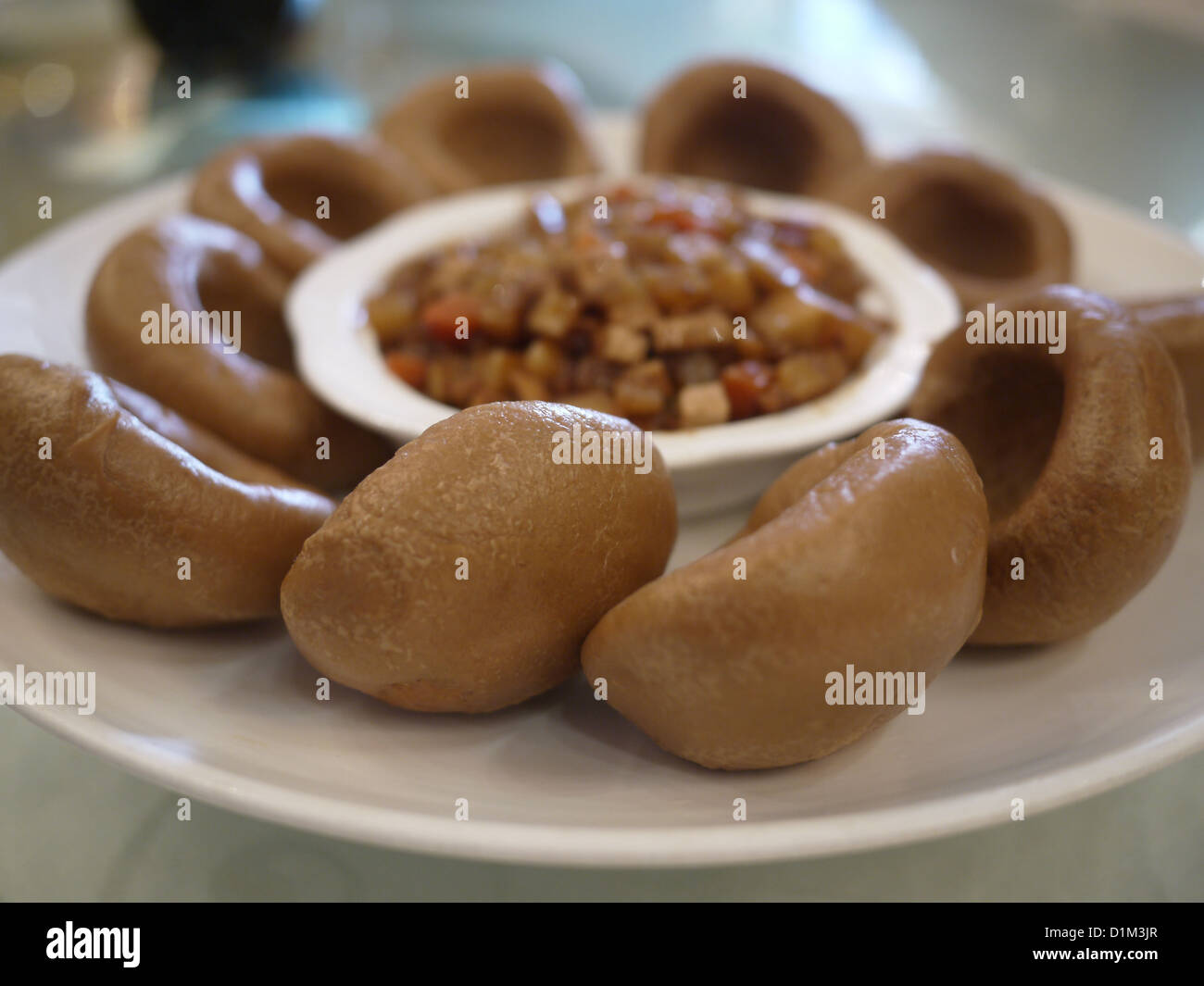 minced pork mixed veggie whole wheat bun dish Stock Photo - Alamy