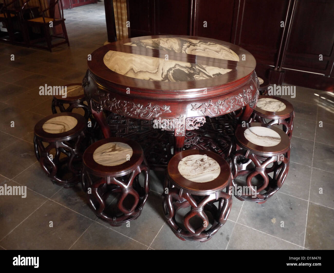 traditional chinese table chair replicate ancient Stock Photo - Alamy