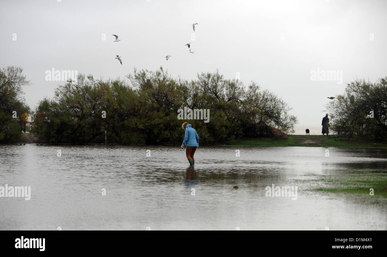 Female walking through flood water hi-res stock photography and images ...