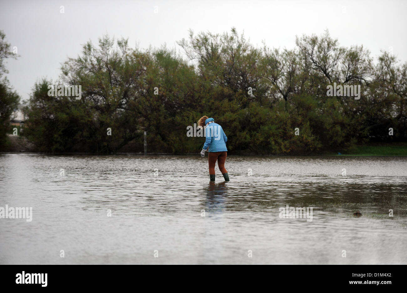 Female walking through flood water hi-res stock photography and images ...