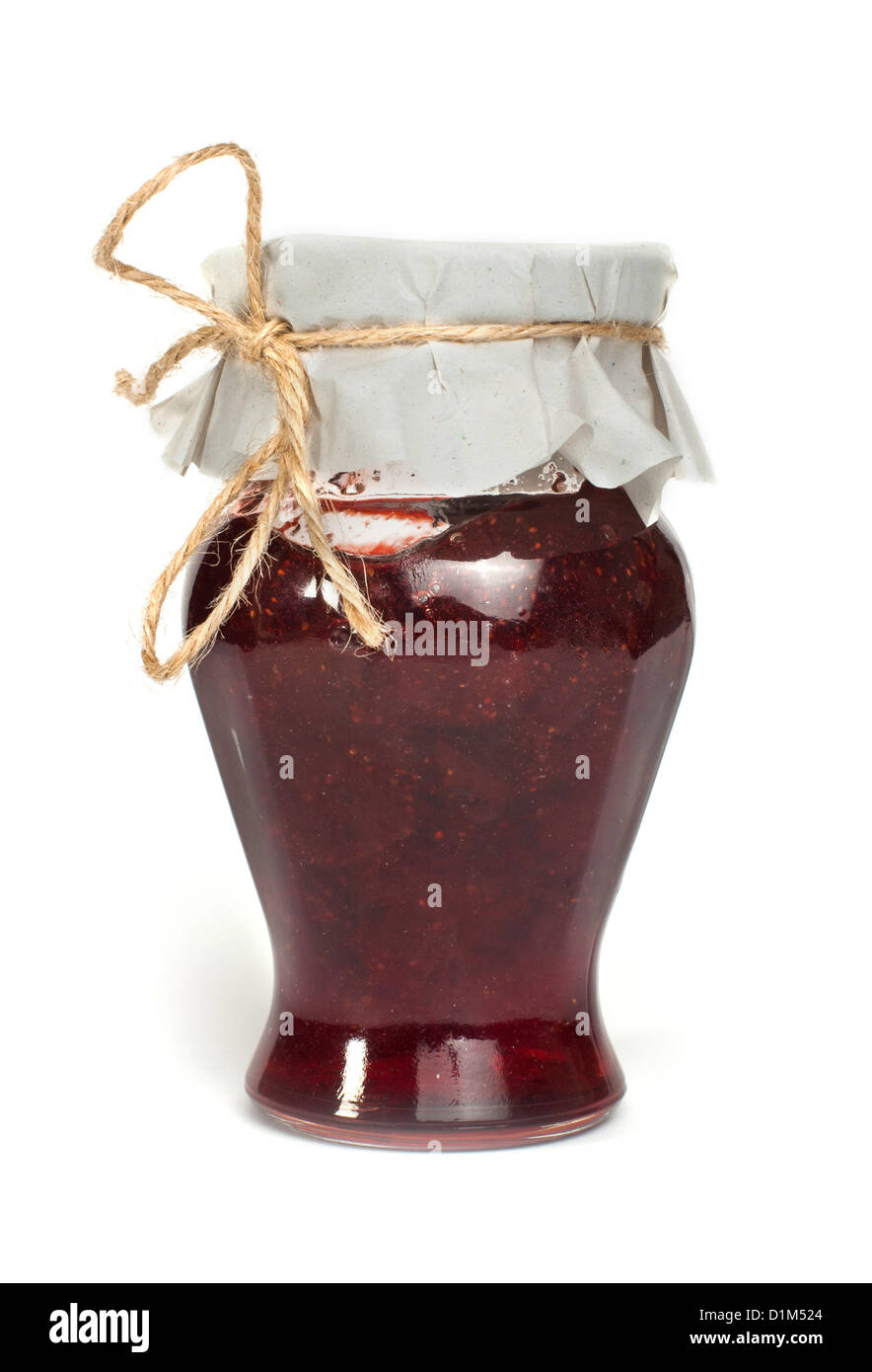 Jar of strawberry jam white isolated Stock Photo - Alamy